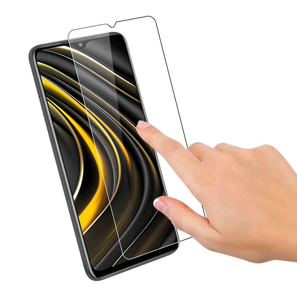 SDTEK Carbon Case for Xiaomi Poco M3 Phone Cover and Glass Screen Protector