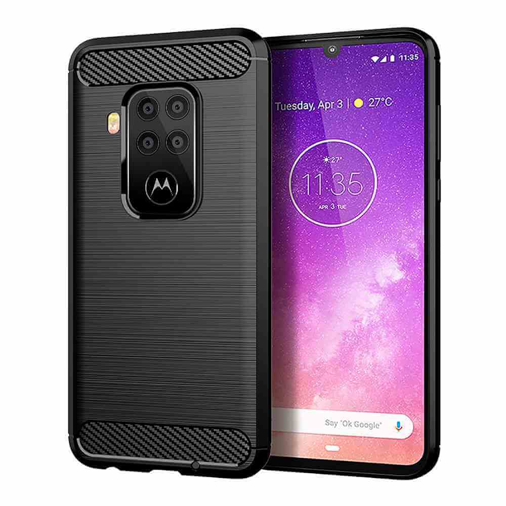 SDTEK Case for Motorola Moto One Zoom Carbon Fibre Silicone Cover ...
