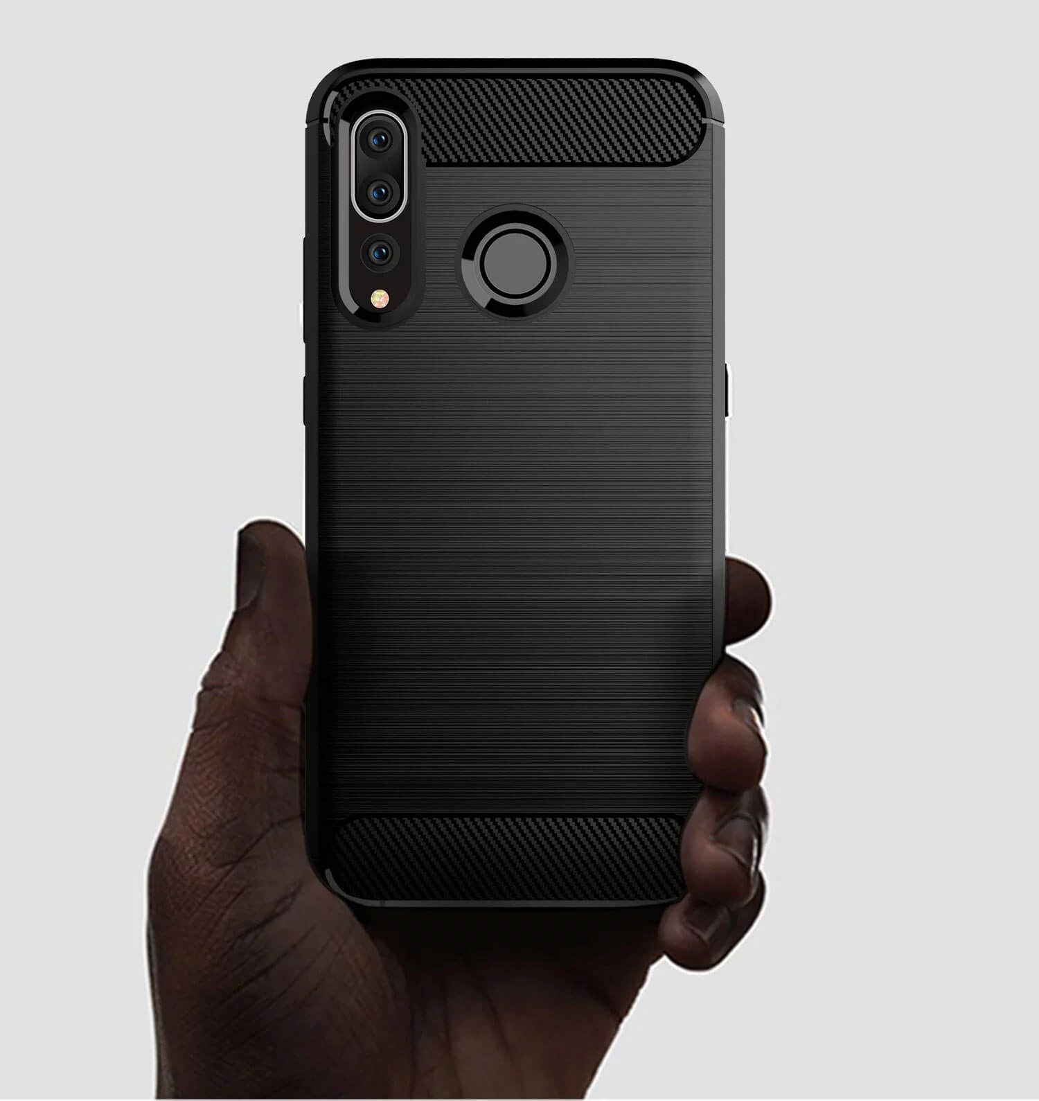 SDTEK Case for Huawei P Smart Plus (2019) Carbon Fibre Silicone Cover ...