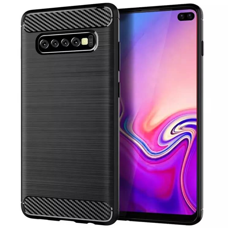 SDTEK Case for Samsung Galaxy S10+ Plus Carbon Fibre Silicone Cover ...
