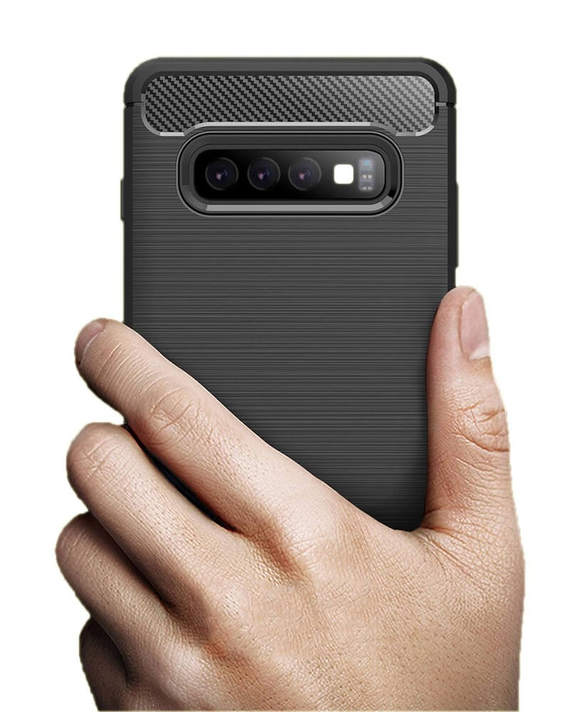 SDTEK Case for Samsung Galaxy S10+ Plus Carbon Fibre Silicone Cover ...