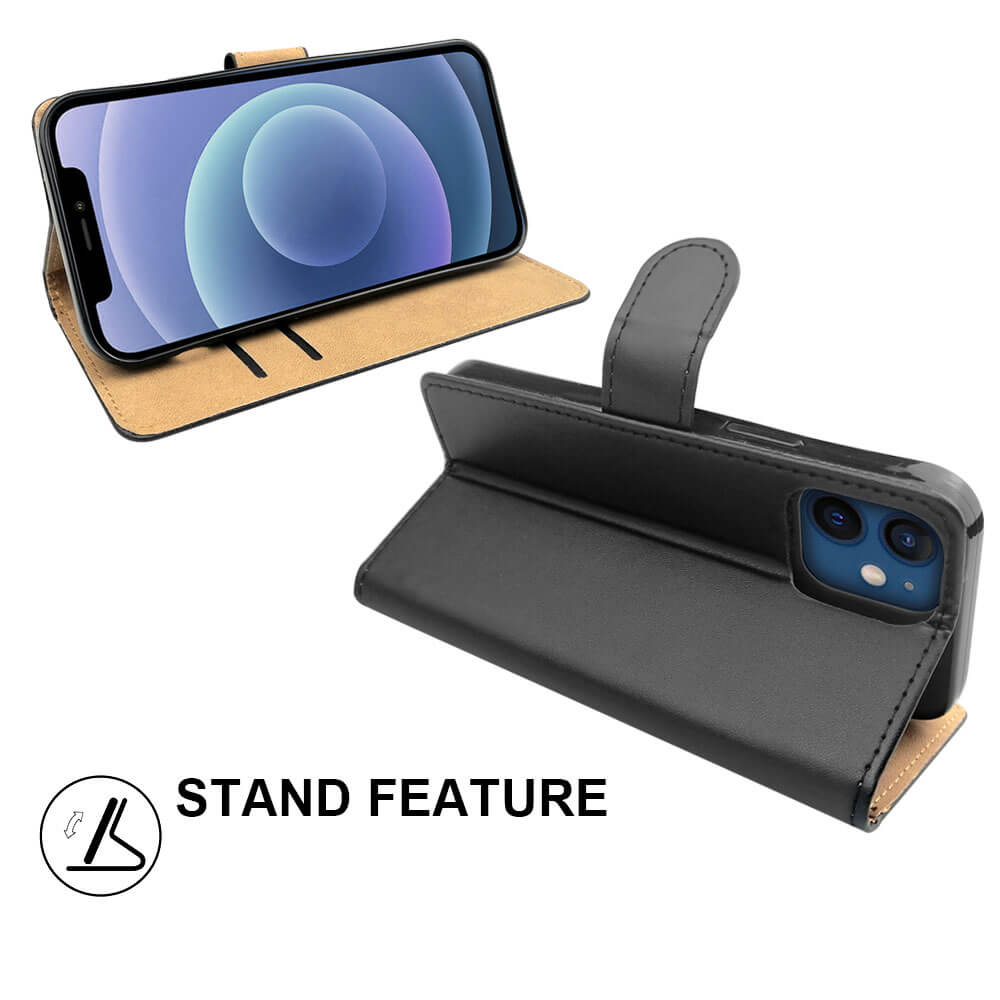 SDTEK Leather Wallet Flip Cover Case for iPhone 12 Mini Black