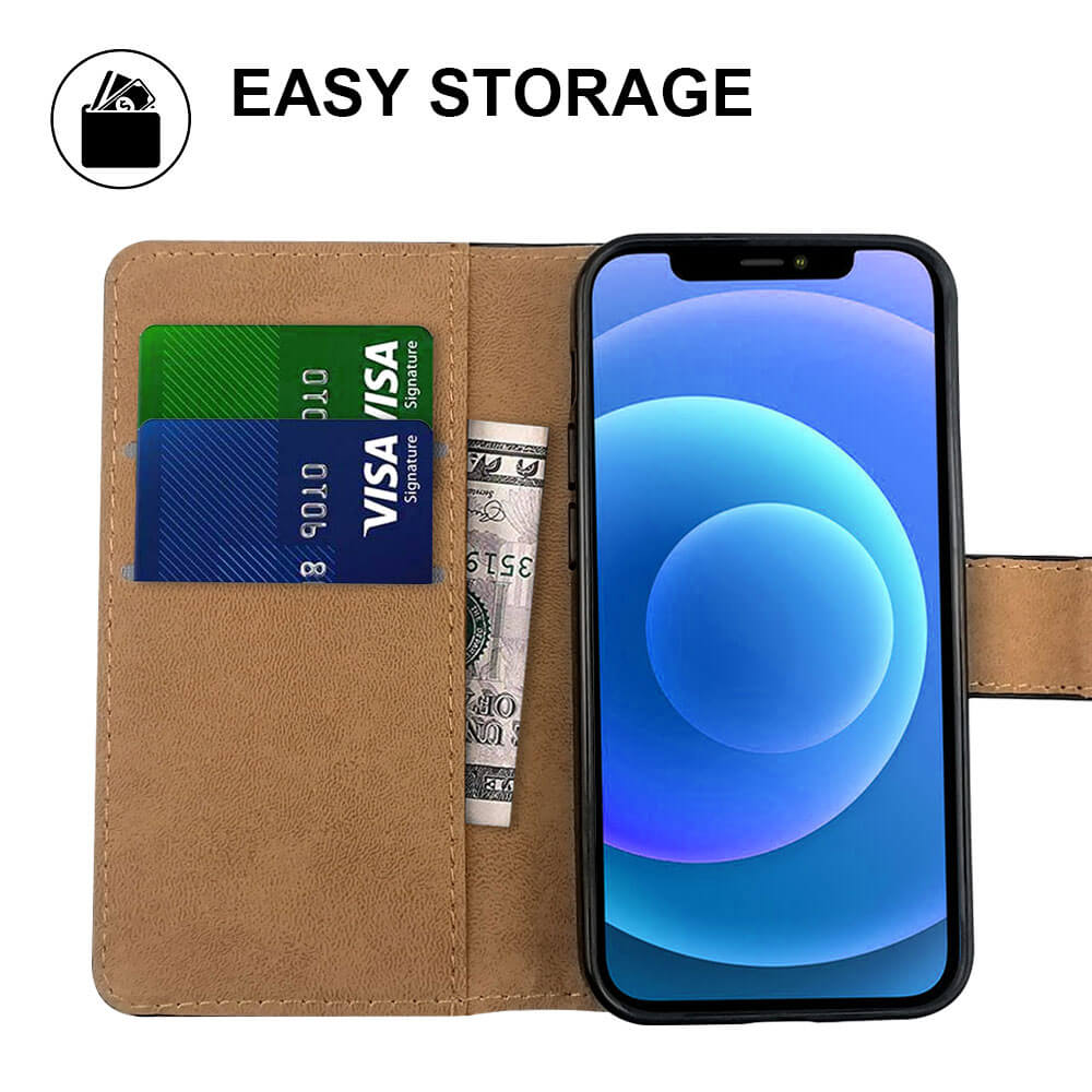 SDTEK Leather Wallet Flip Cover Case for iPhone 12 Mini Black