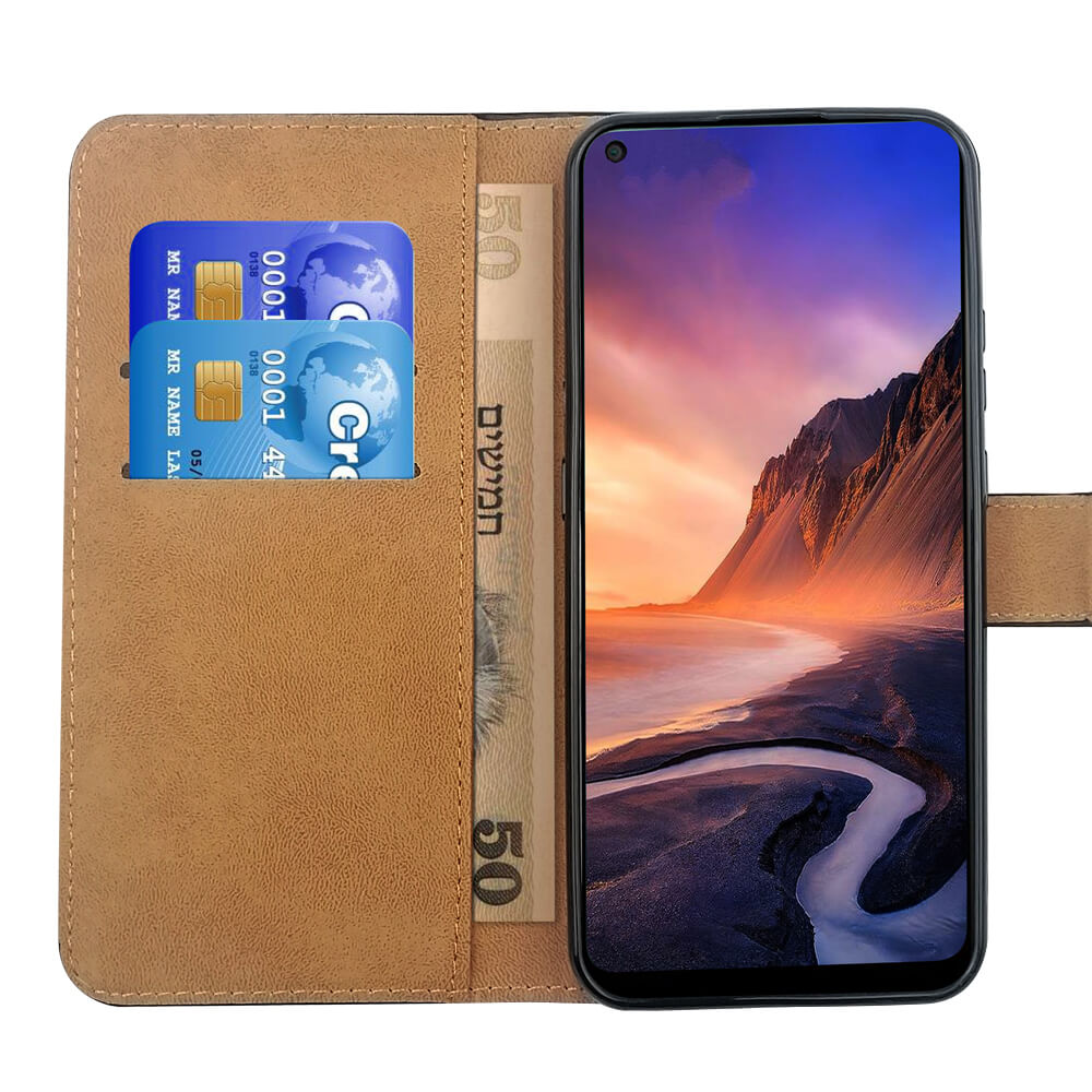 SDTEK Leather Wallet Flip Cover Case for Nokia 3.4 Black