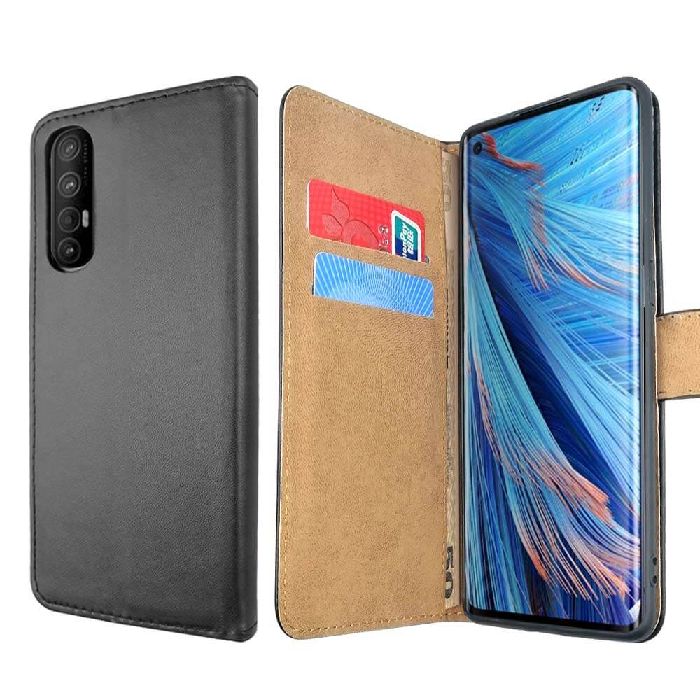 SDTEK Leather Wallet Flip Cover Case for Oppo Find X2 Neo Black