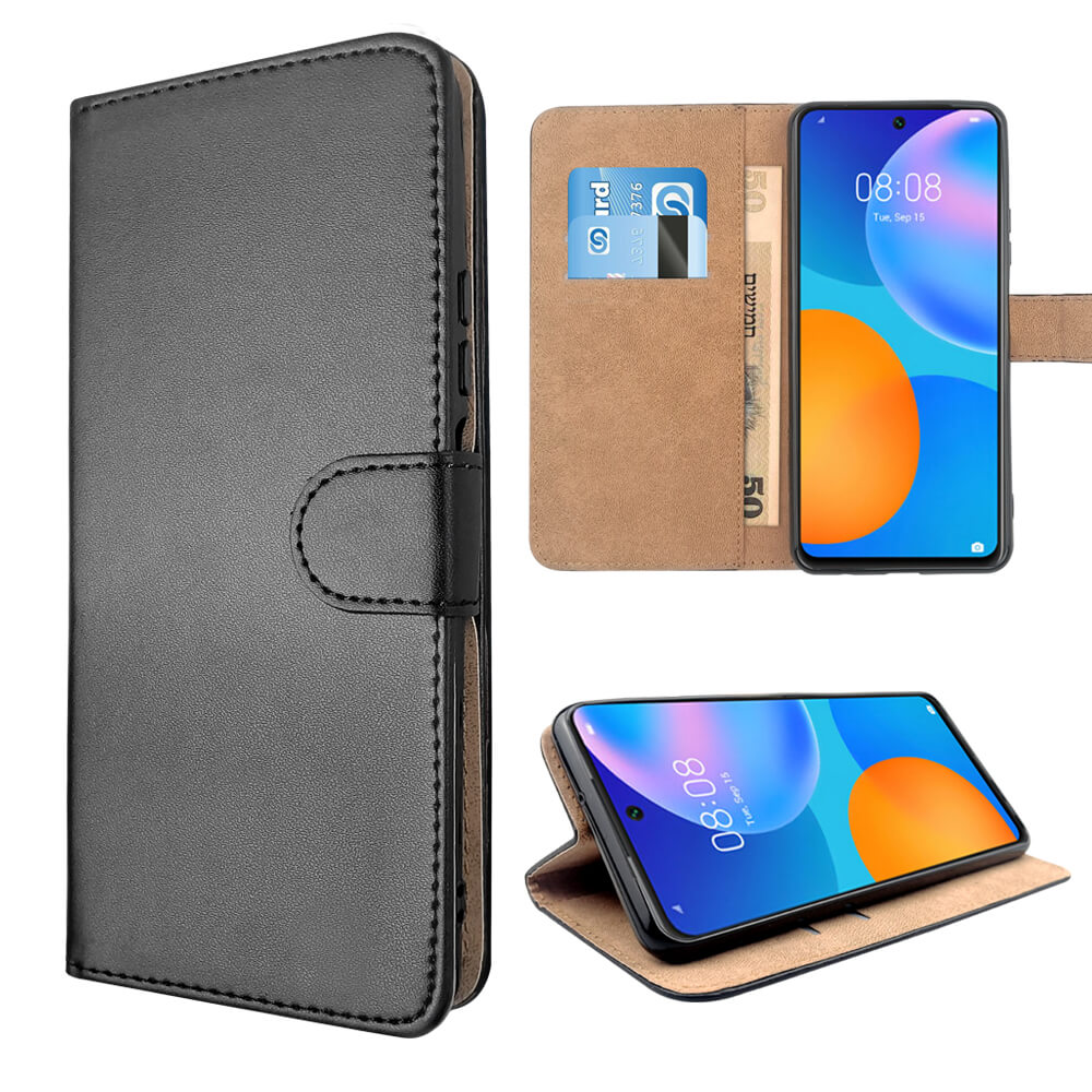 SDTEK Hülle Für Huawei P Smart (2021) Tasche Leder Flip Case Schwarz