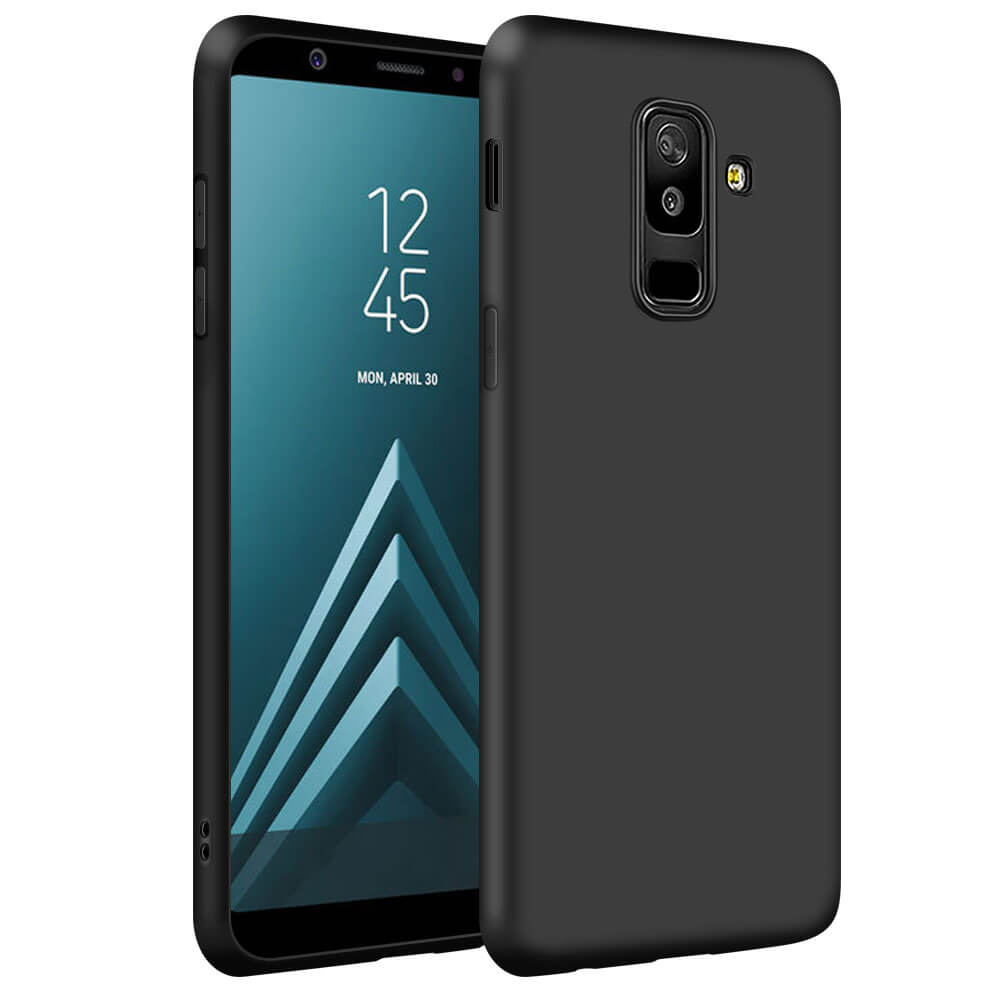 SDTEK Slim Matte Case for Samsung Galaxy A6+ Plus 2018 Soft Cover (Black)