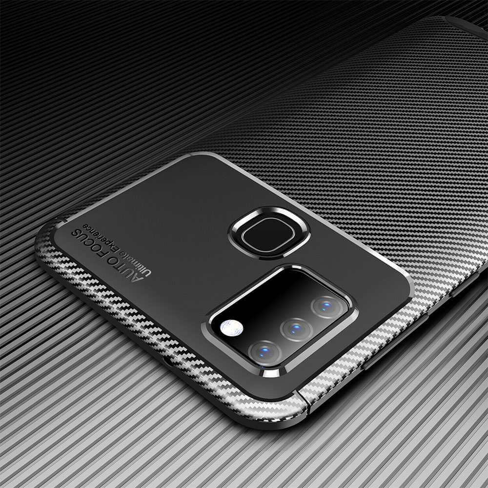 SDTEK Carbon Fibre 2.0 Case for Samsung Galaxy A21s Slim Cover (Black)