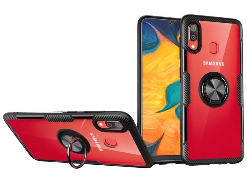 SDTEK Ring Case for Samsung Galaxy A40 Carbon Fibre Magnetic Phone ...