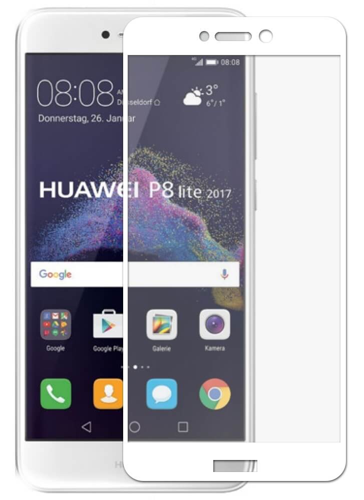 SDTEK Full Glass Screen Protector for Huawei P8 Lite (2017) White