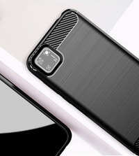 SDTEK Carbon Fibre Case for Huawei Y5p + Full Glass Screen Protector Cover